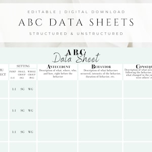 Editable ABC Data Collection Sheets | Unstructured & Structured | FBA ...