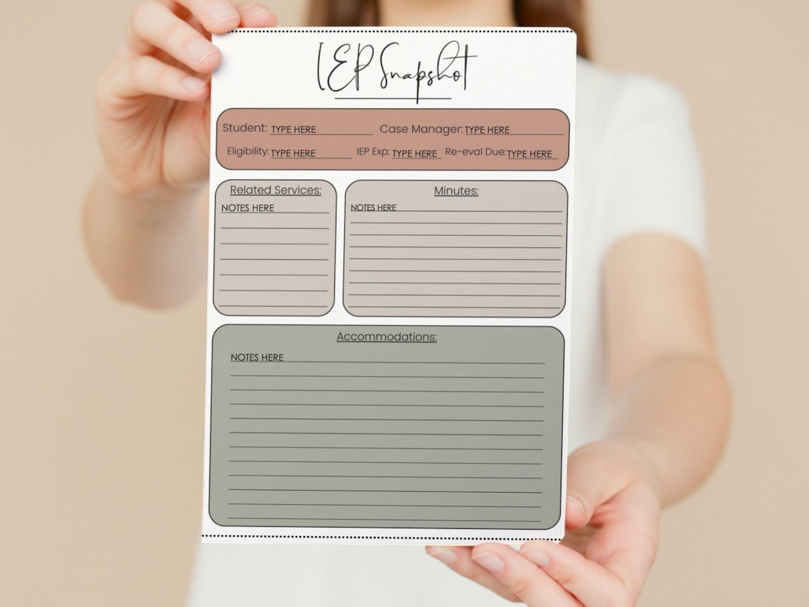 IEP Snapshot Editable Microsoft Word Document Special - Etsy