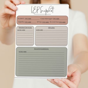 IEP Snapshot | Editable Microsoft Word Document | Special Education ...