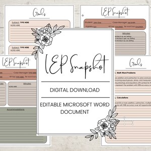 IEP Snapshot Editable Microsoft Word Document Special Education Teacher ...
