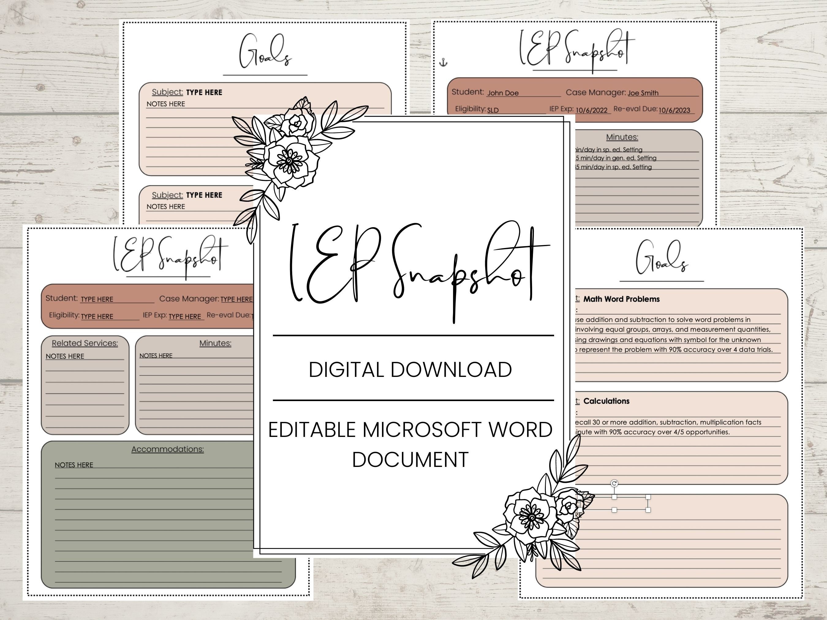 IEP Snapshot Editable Microsoft Word Document Special - Etsy