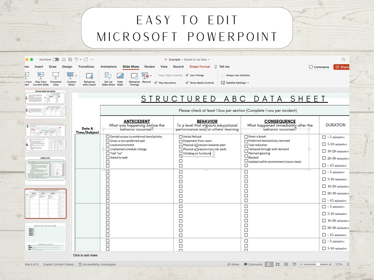 Editable ABC Data Collection Sheets | Unstructured & Structured | FBA ...