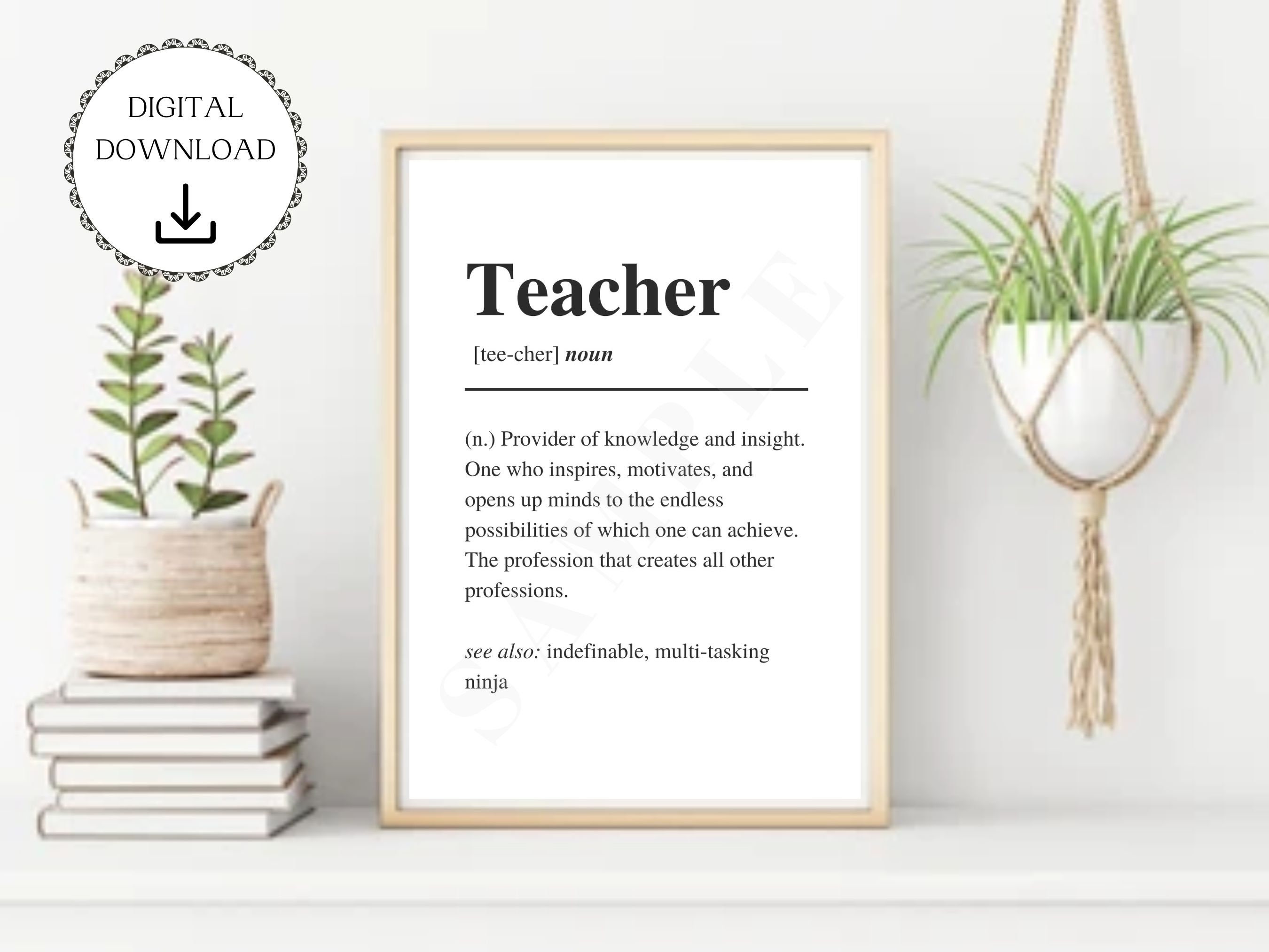 Teacher Definition | Printable Poster | Digital Download | Classroom ...