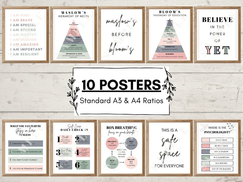 School Psychologist Set of 10 Digital Download Prints Posters Counselor ...