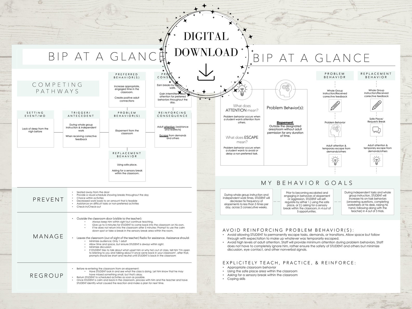 Behavior Intervention Plan | BIP at a Glance | Digital Download ...