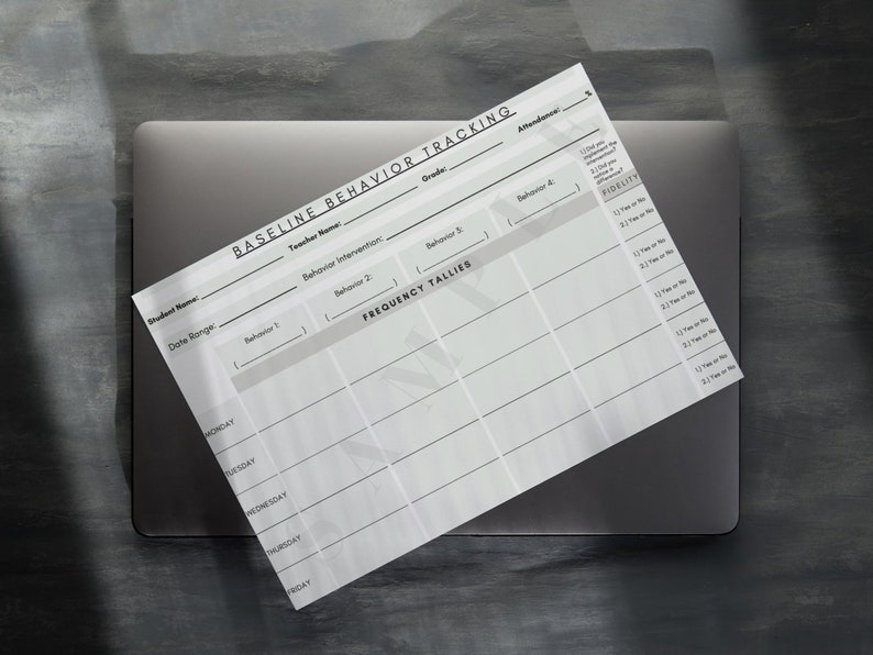 Baseline Behavior Data Tracking Sheets | Printable PDF | Fidelity Check ...