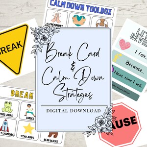 Calm Down Toolbox | Break Card | Visual Prompt | Digital Download ...