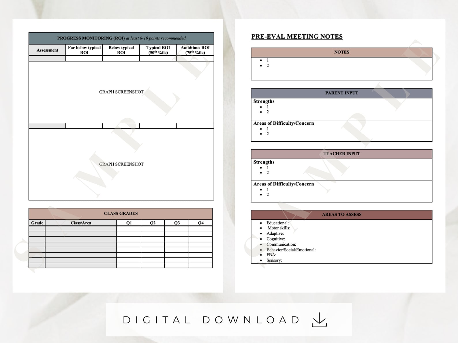 Student Record Review Editable Template | Microsoft Word | Special ...