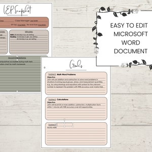 IEP Snapshot | Editable Microsoft Word Document | Special Education ...