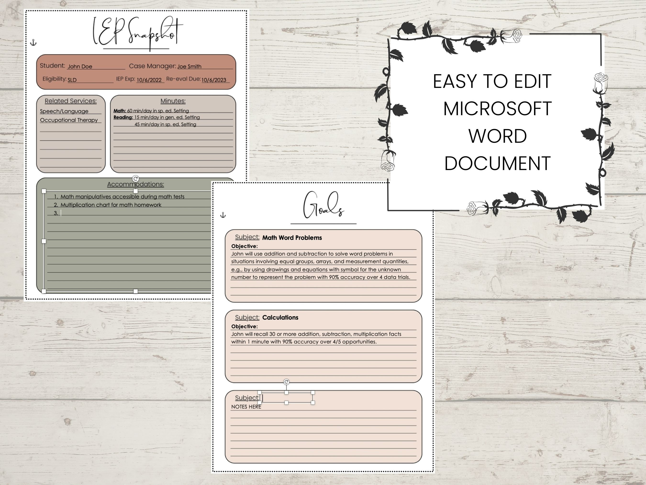IEP Snapshot | Editable Microsoft Word Document | Special Education ...