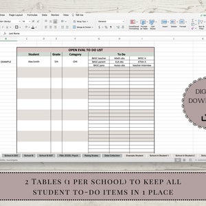 School Psychologist Caseload Spreadsheet | MULTIPLE SCHOOLS | Editable ...