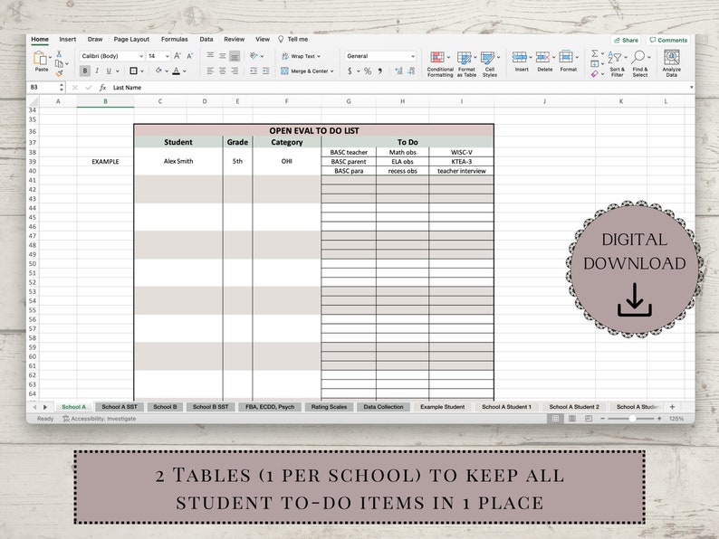 School Psychologist Caseload Spreadsheet | MULTIPLE SCHOOLS | Editable ...