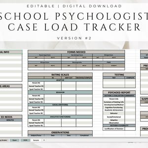 School Psychologist Caseload Spreadsheet | Version 2 | Editable Excel ...