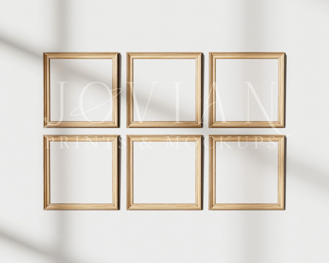 Vintage Gallery Set Mockup With 6 Square Frames, Soft Light Mockup ...