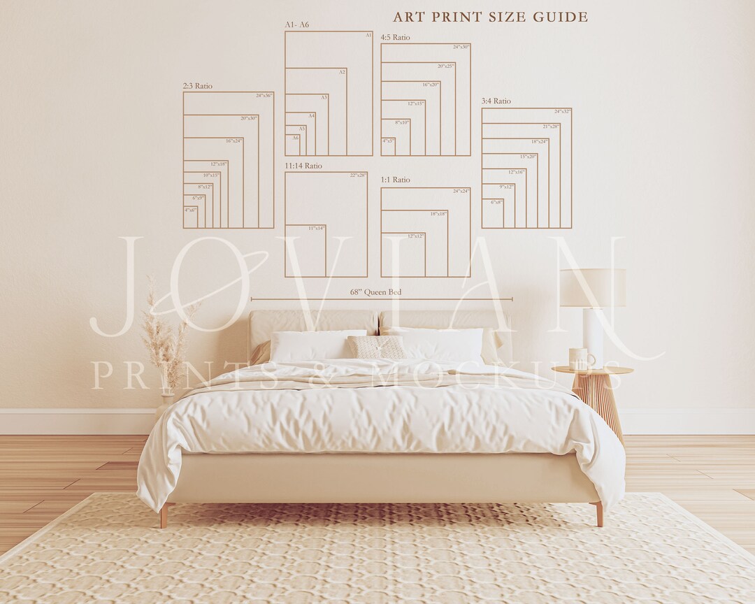 Wall Art Size Guide, Bedroom Poster Chart, Square Frame Comparison ...