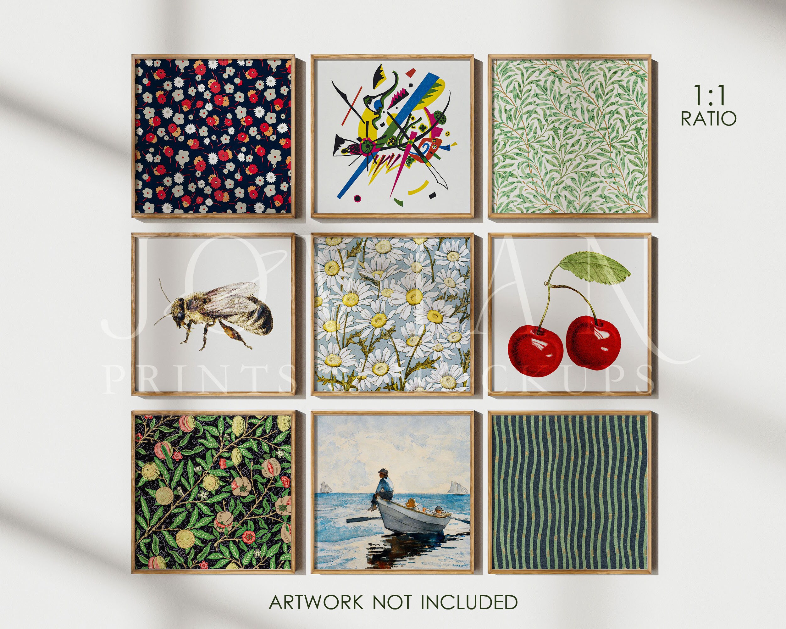 9 Square Frame Mockup Set for Gallery Wall Art Display Soft - Etsy