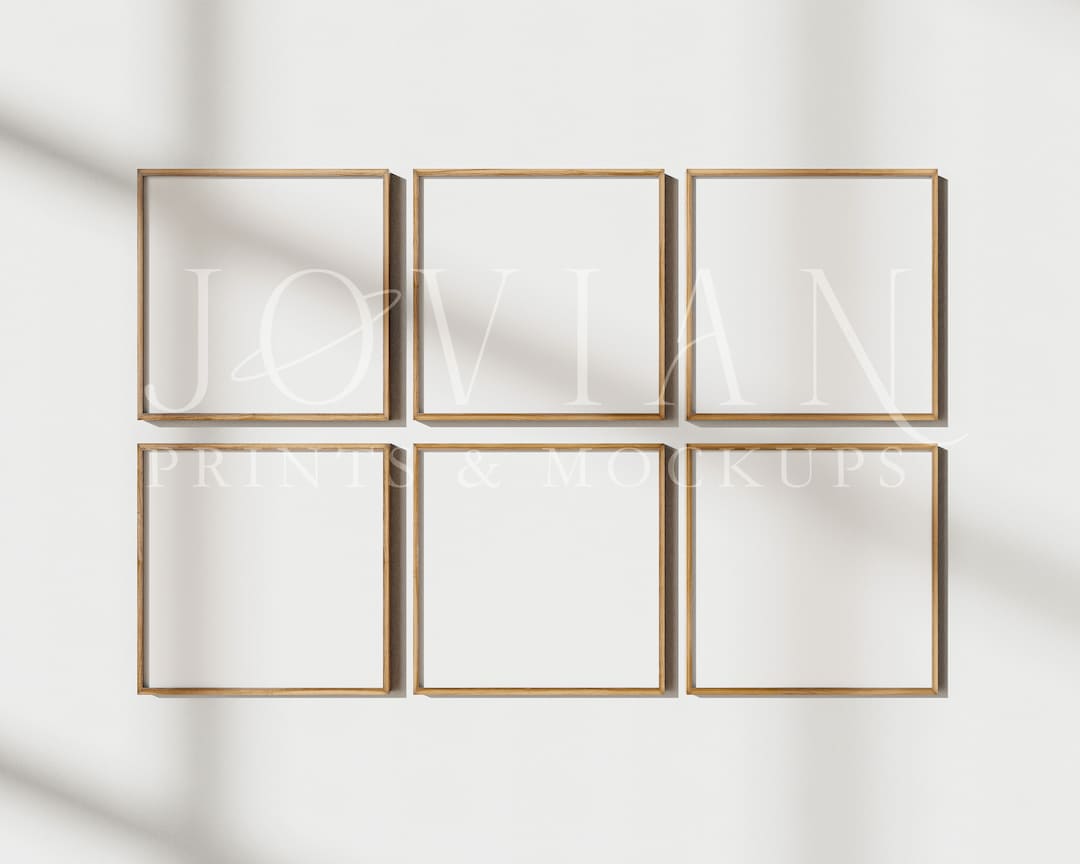 Set of 6 Square Frame Mockups for Gallery Wall Art Display, Soft Light ...