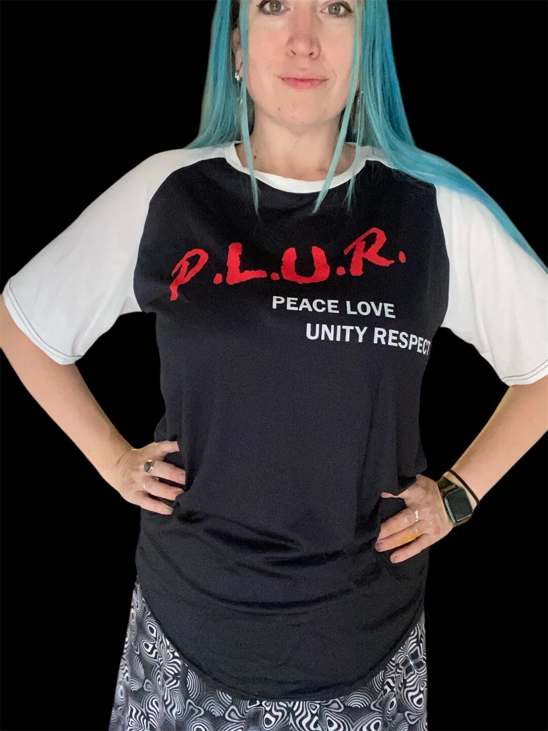 PLUR/DARE Tshirt Black & White Raglan Sleeve PLUR Shirt – Vintage-inspired, Retro Style - Etsy