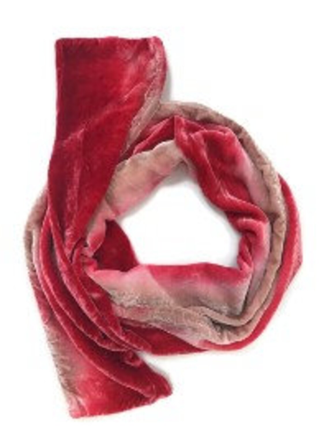 Silk Velvet Skinny Scarf Red Brown Dip - Etsy