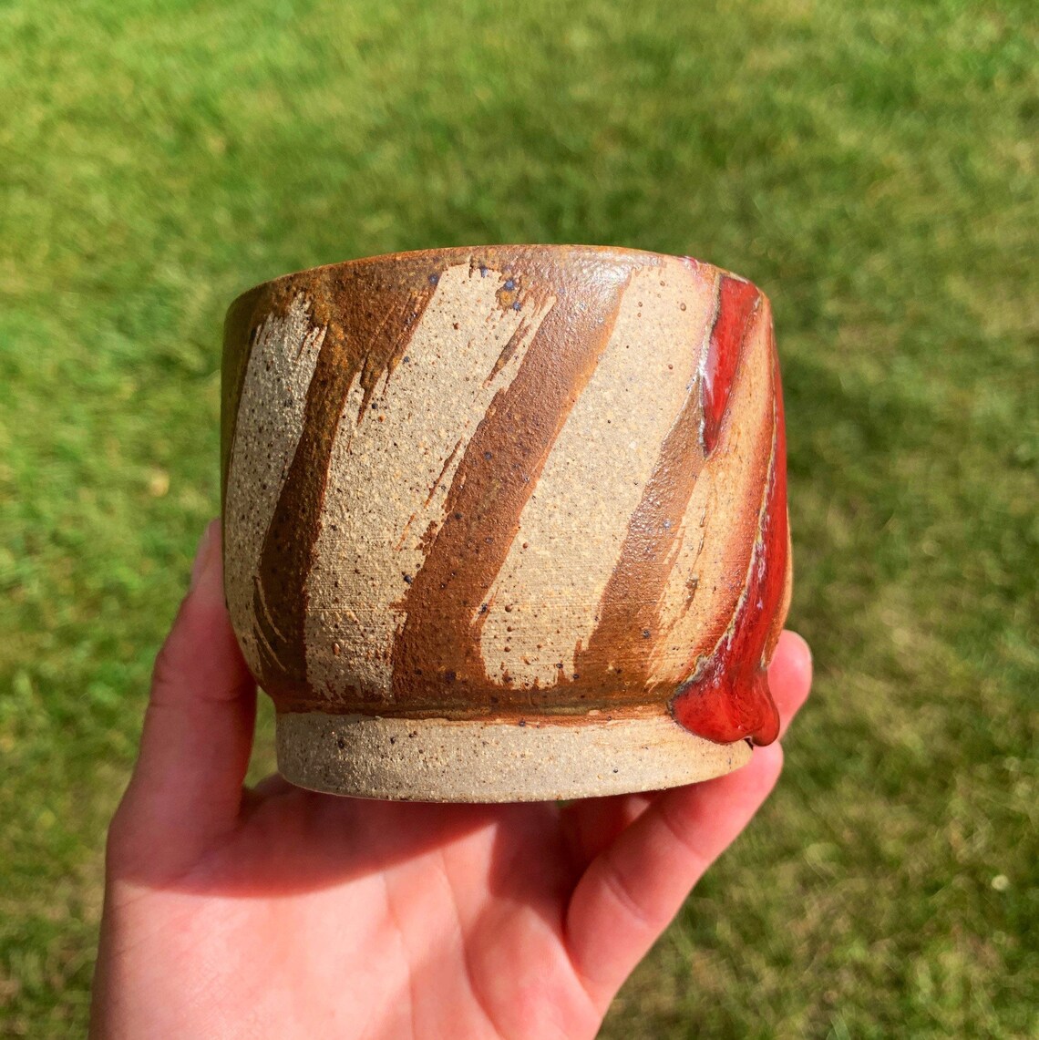 Cup - Pottery - Red & Brown - Etsy