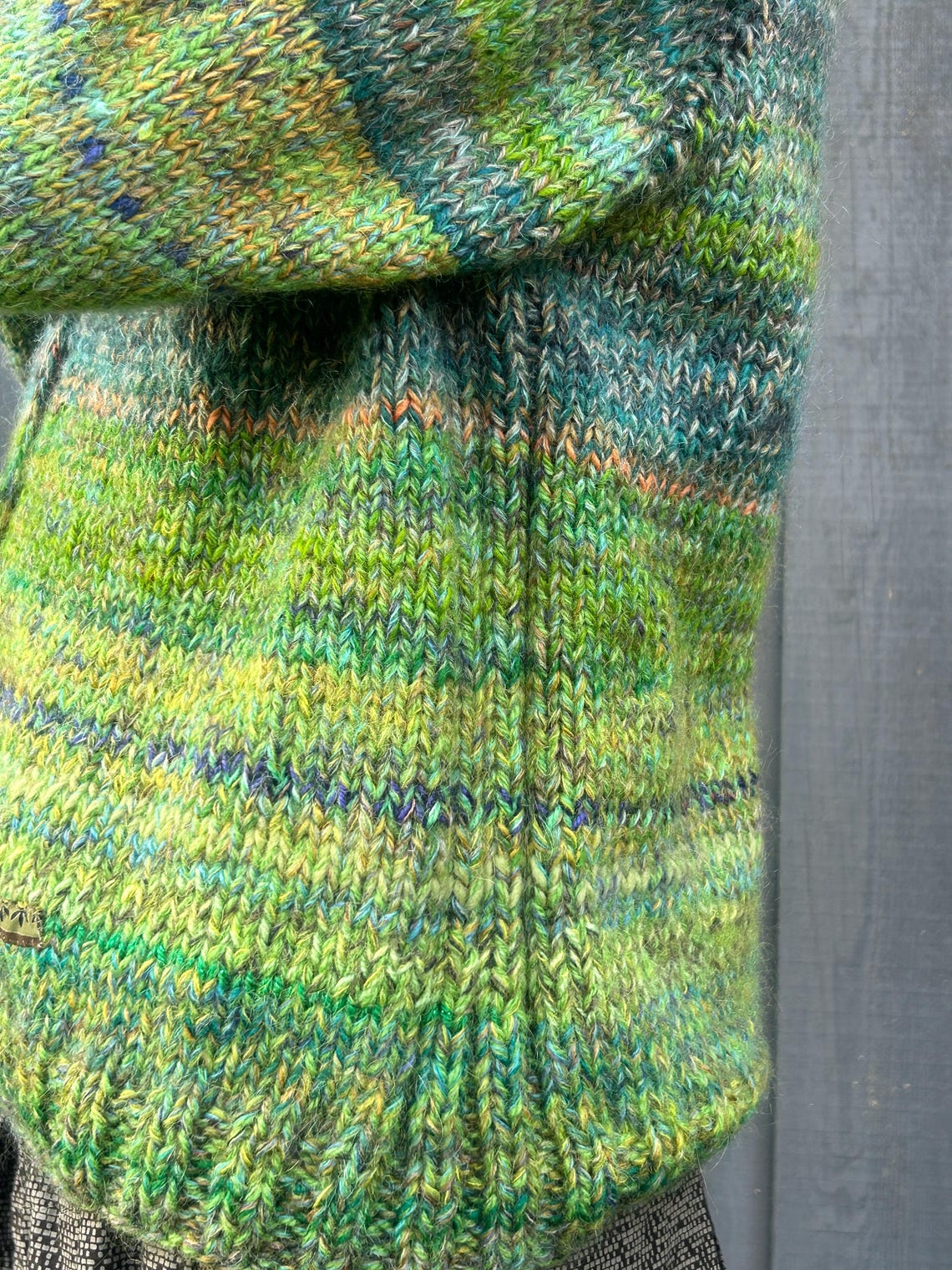 Hand-knitted Green Cardigan With Colourful Buttons in Different Shades ...