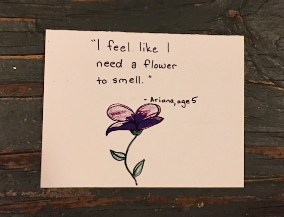 Sweet Flower Greeting Card kid quote | Etsy