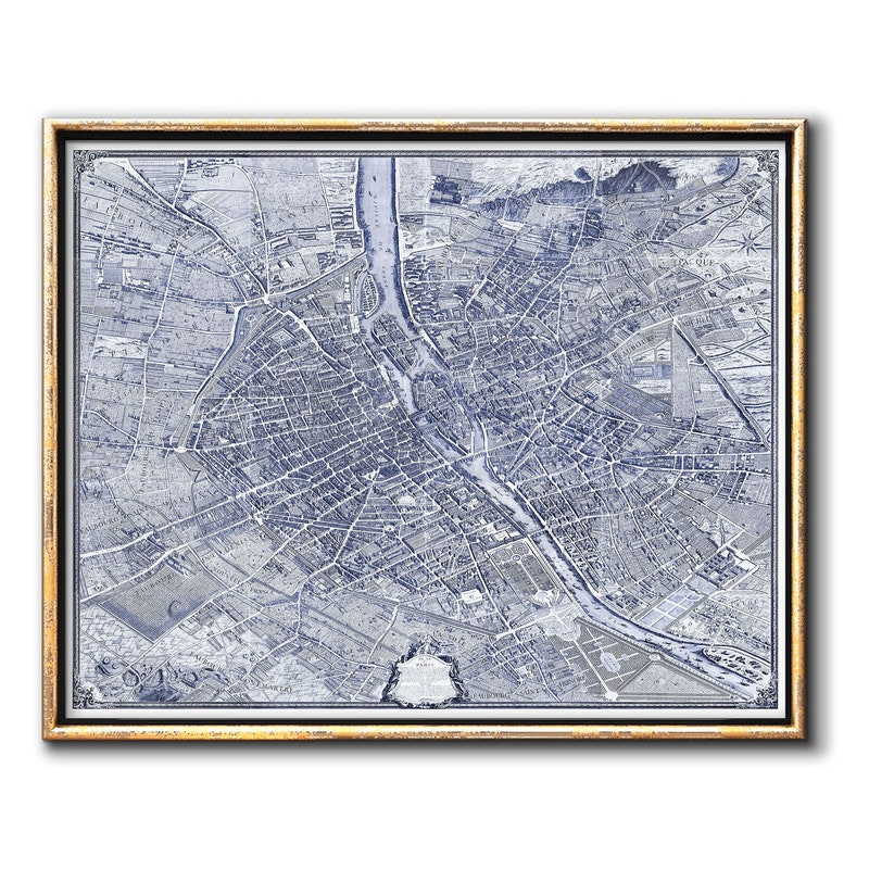 Blue Paris Map Art Download - Etsy