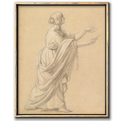Classical Art Vintage Pencil Drawing of a Woman Downloadable - Etsy