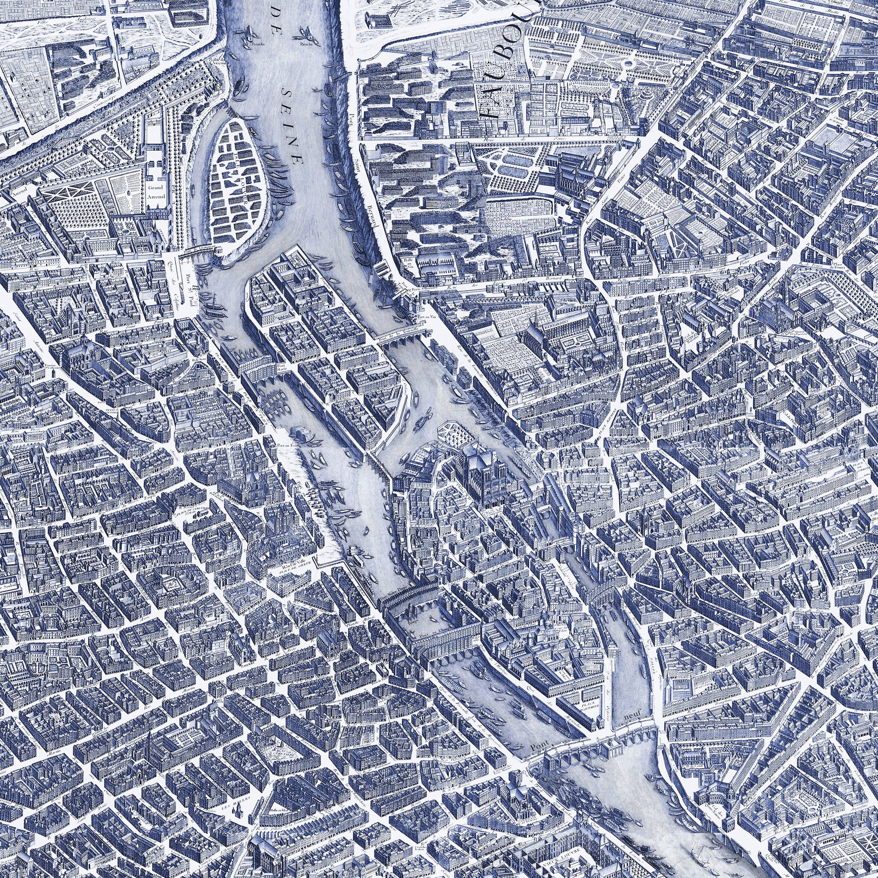 Large Blue Paris Map Large Printable Art, Navy Antique French Decor ...