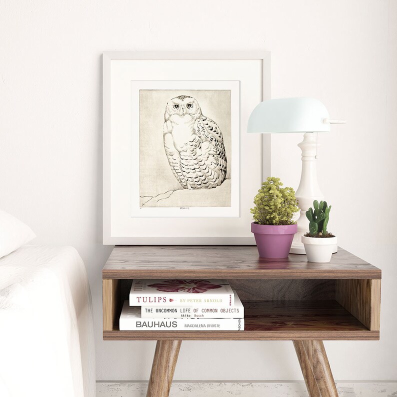 Snowy Owl Print Downloadable Prints Bird Artwork Neutral Wall | Etsy