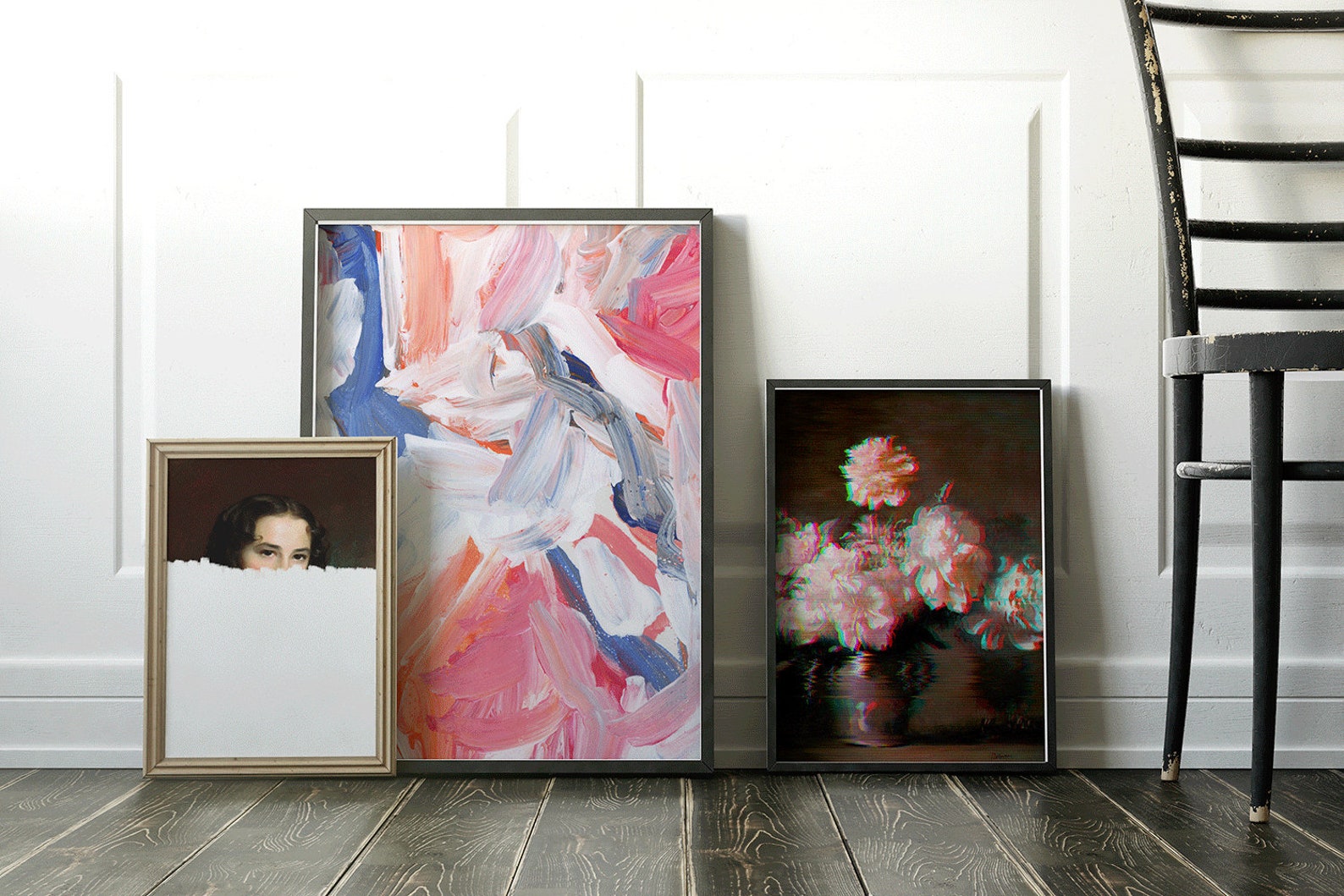 Glitch Art Pink Peony Painting Downloadable Prints Still Life | Etsy