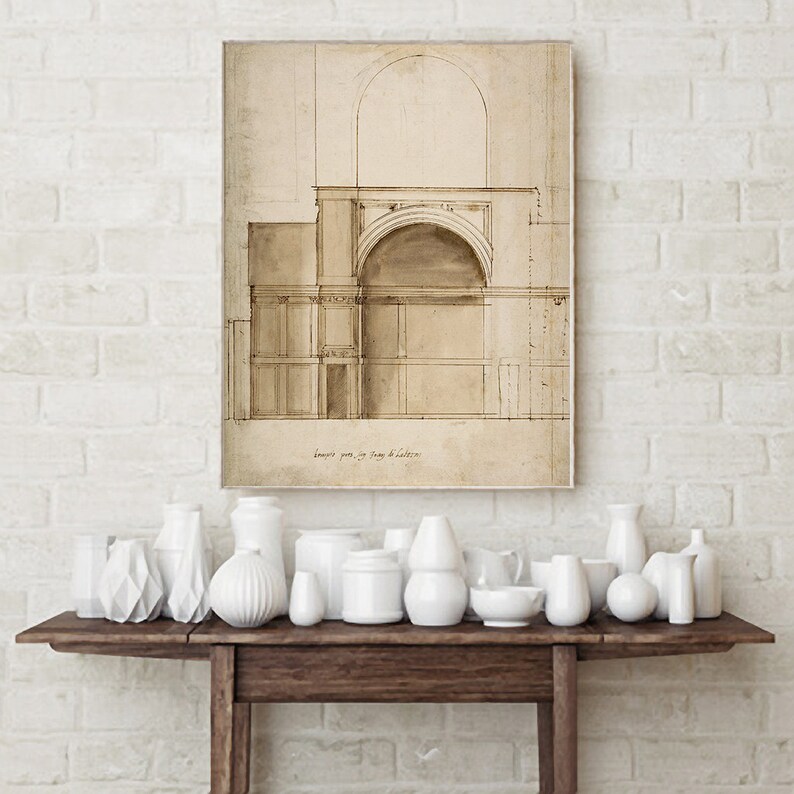 Architectural Print Downloadable Art, Vintage Architectural Drawing ...
