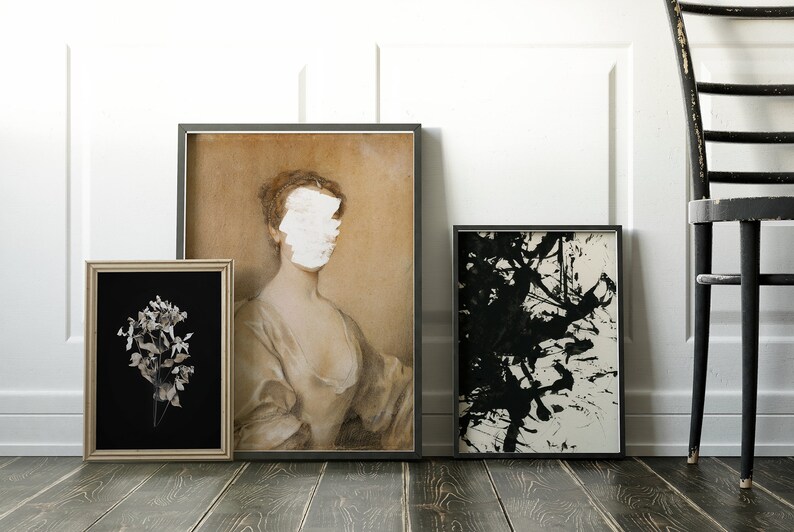 Altered Portrait Drawing Downloadable Prints Eclectic Wall - Etsy