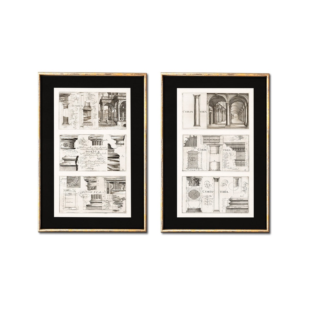 2 Piece Architectural Sketch Printable Wall Art Set, Classical Greek ...