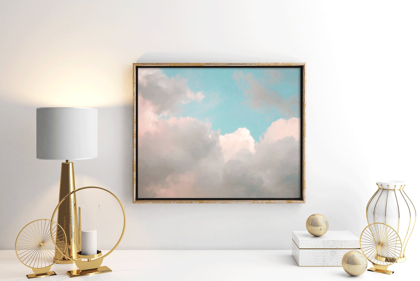 Blue Sky Print Instant Download Art, Cloud Print Horizontal Wall Art ...