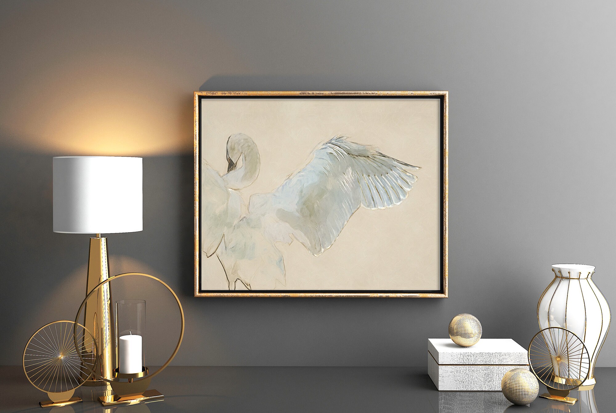 Swan Decor Downloadable Prints Abstract Bird Wing | Etsy
