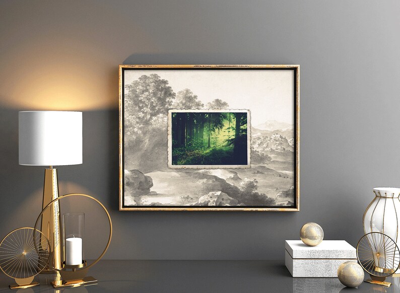 Forest Poster Fine Art Collage Instant Download Art - Landscape Poster ...