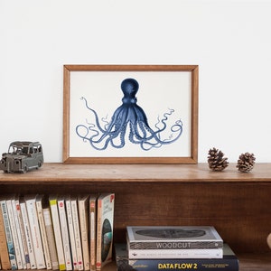 Blue Octopus Art Digital Prints, Nautical Nursery Downloadable Print ...