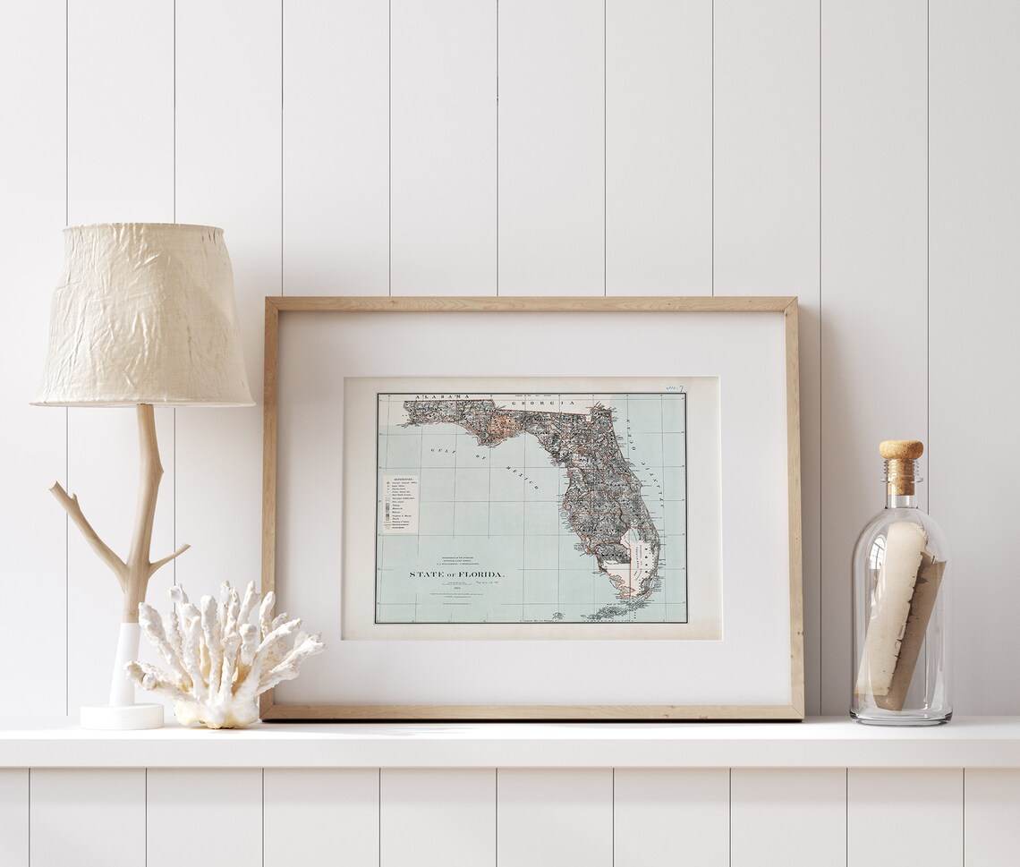 Map of Florida State Digital Prints Vintage Map Printable - Etsy