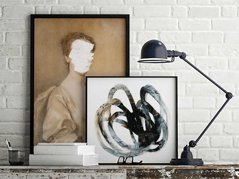 Altered Portrait Drawing Downloadable Prints Eclectic Wall - Etsy