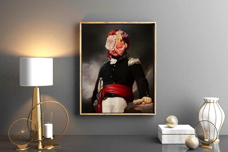 Flower Head Soldier Collage Artwork Printable Wall Art, Altered Art ...