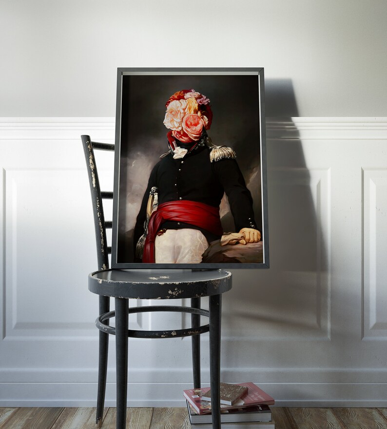 Flower Head Soldier Collage Artwork Printable Wall Art, Altered Art ...