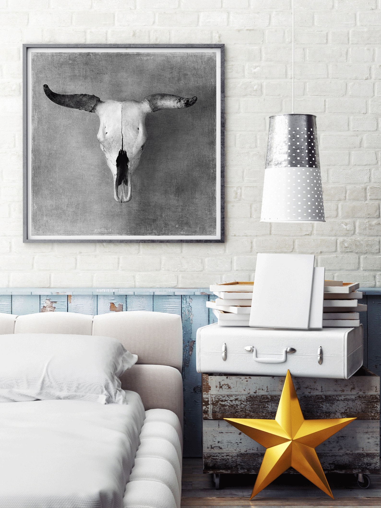 Cow Skull Wall Decor Downloadable Prints Cow Horns Western - Etsy