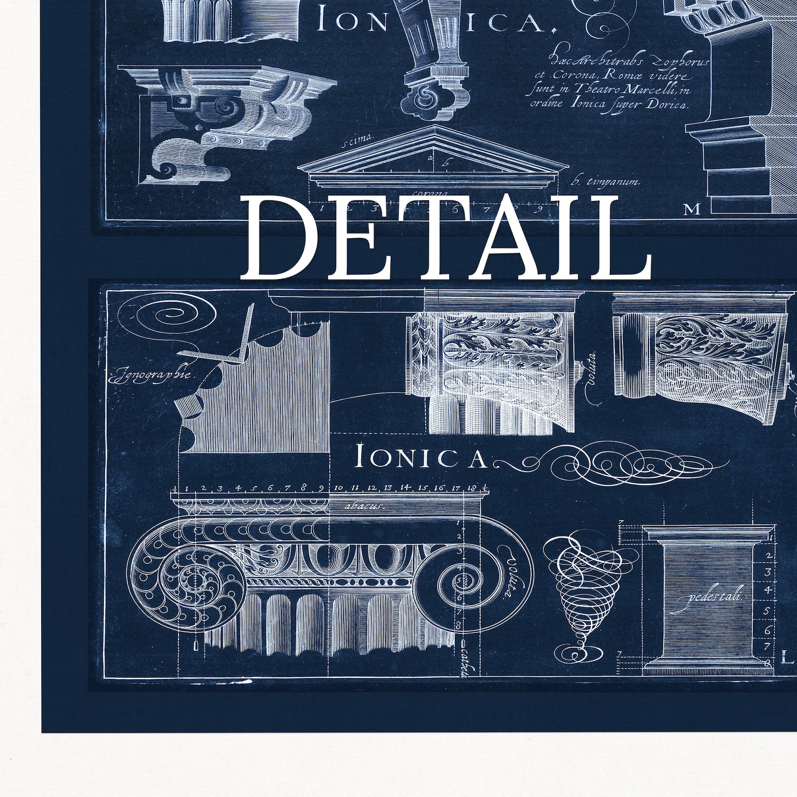 Blue Architectural Drawings 3 Piece Printable Art Set - Etsy