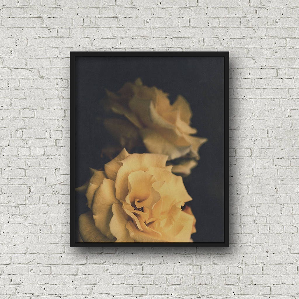Yellow Rose Wall Art, Moody Floral Print, Flower Art, Downloadable Art ...