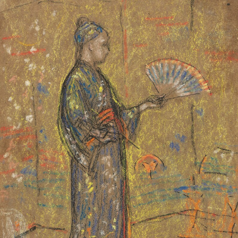 Chalk Pastel Drawing Printable Art Vintage Poster of a Woman | Etsy