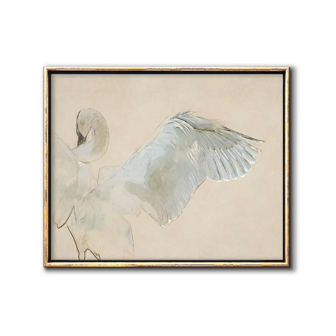 Swan Decor Downloadable Prints, Abstract Bird Wing Illustration Digital ...