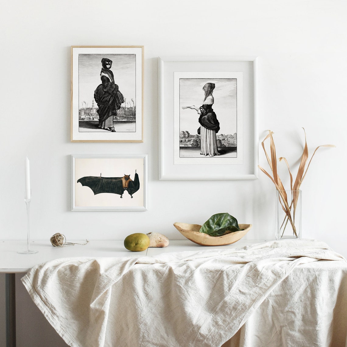 Quirky Vintage Costume Illustrations Digital Print Set Masked - Etsy