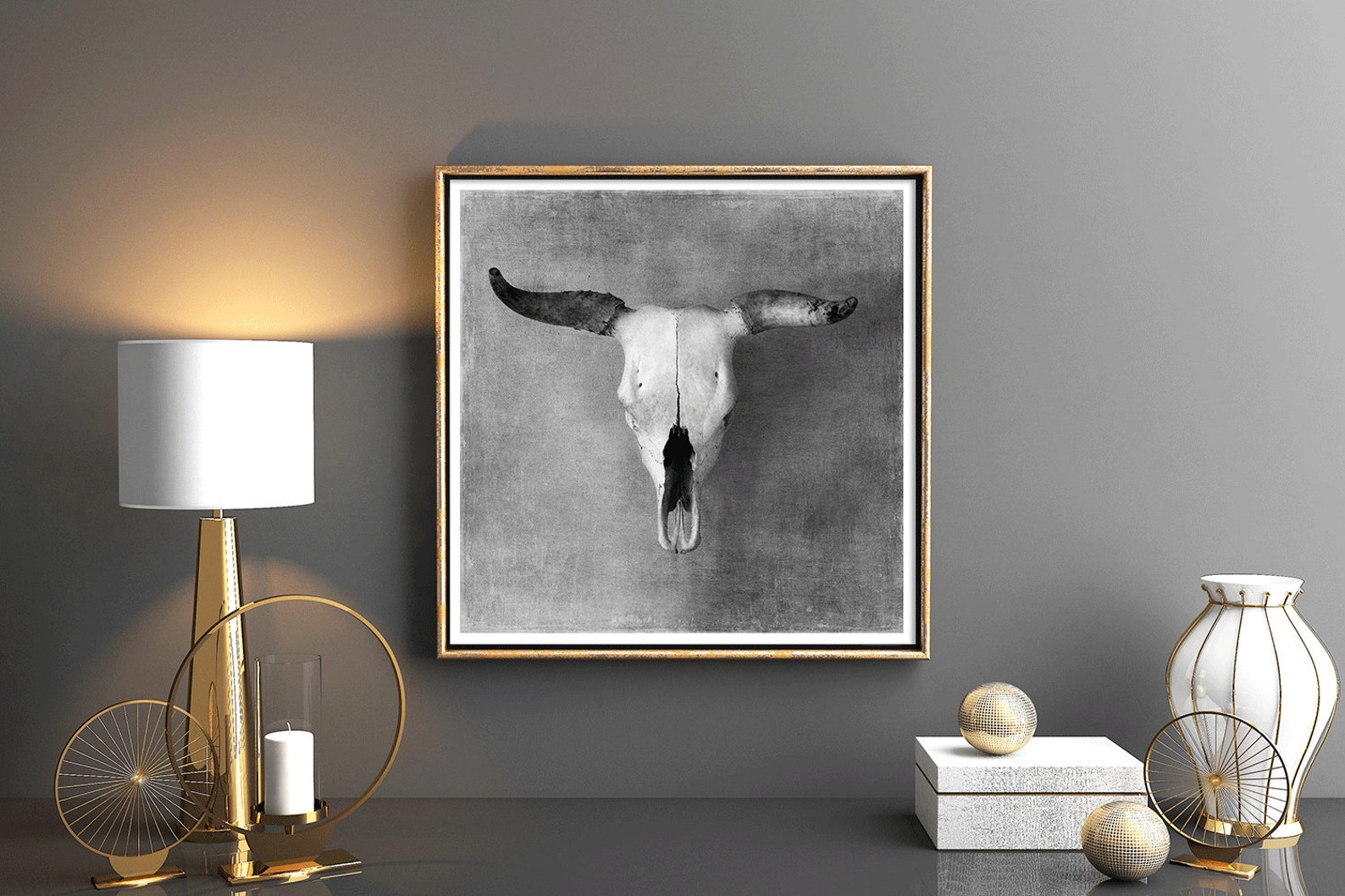 Cow Skull Wall Decor Downloadable Prints Cow Horns Western - Etsy