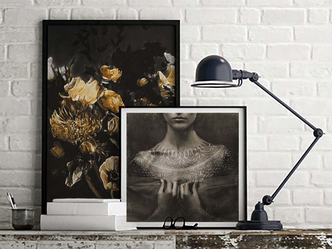 Dark Portrait Tattoo Print Downloadable Prints, Boho Chic Female ...